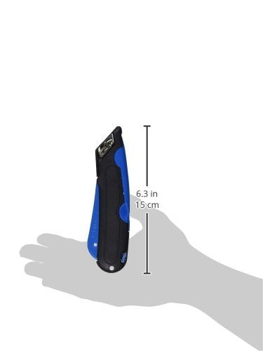 Easycut Cutter Knife w/Self-Retracting Safety-Tipped Blade, Black/Blue ...